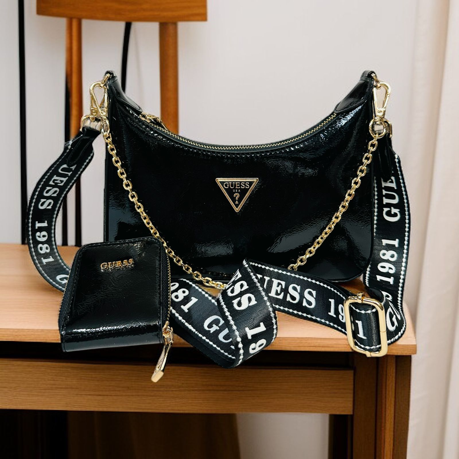 First Copy Handbag GUESS 1981 CROSSBODY SLING BAG WITH POUCH PT BL ...